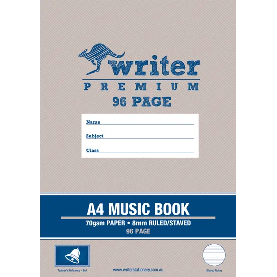Writer Premium Music Exercise Book A4 8 mm/Staved 96p
