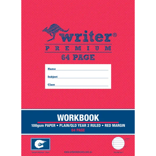 QLD Workbook Plain 1 Side Yr 2 Ruled 1 side