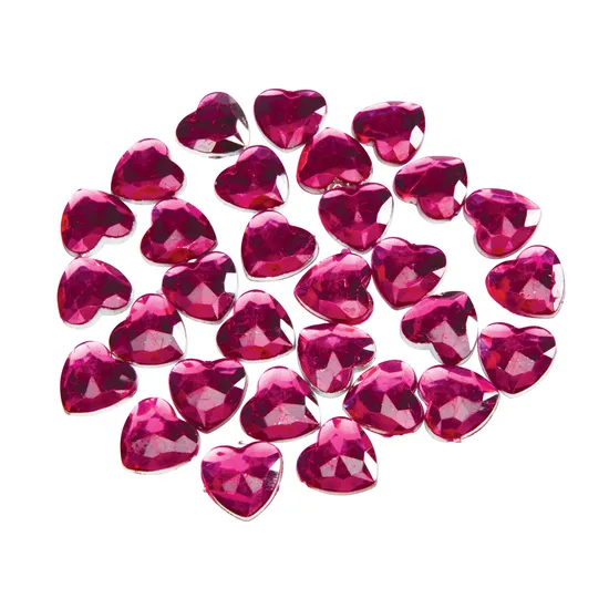Heart Rhinestones Pink - Pack of 30