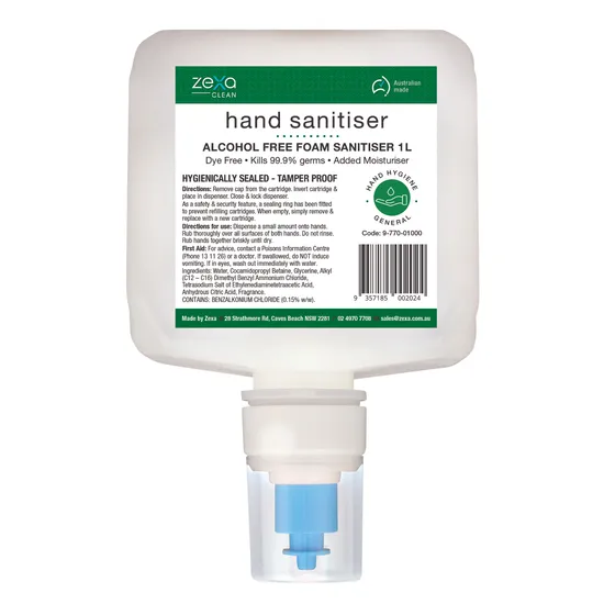 Zexa Alcohol Free Hand Sanitiser 1L - Pack 6