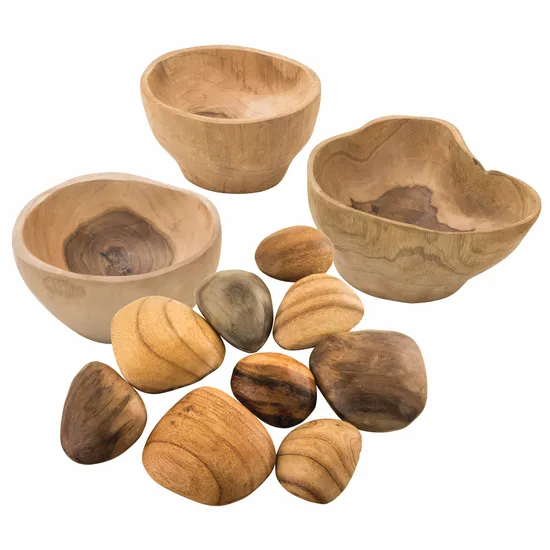 Wooden Pebbles & Sorting Bowls Kit