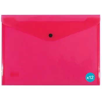 Document Wallet A4 Button Close Red Pk12