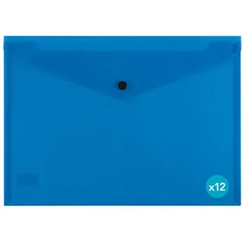 Document Wallet A4 Button Close Blue Pk12