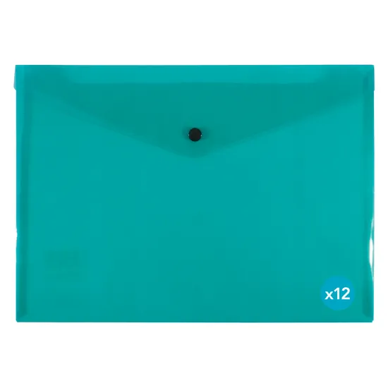 Document Wallet A4 Button Close Green Pk12