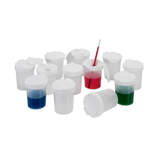 Clear Non Spill Paint Pots – Pack of 12