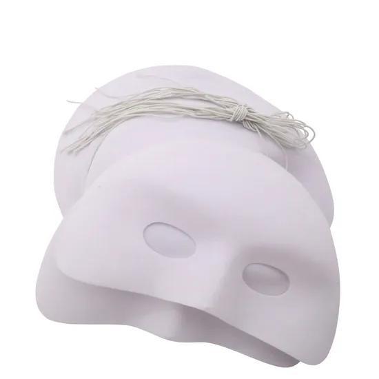 Flocked White Half Mask - Pack of 12