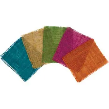Multicoloured Hessian Squares - Pack of 10