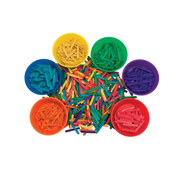 Coloured Paddle Pop Sticks & Sorting Bowls Kit