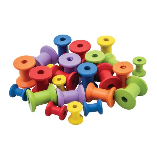 Wooden Spools Multicoloured Assorted Sizes- Pack of 50