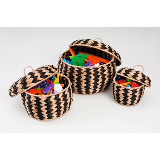 WOVEN ZEBRA POTS SET OF 3
