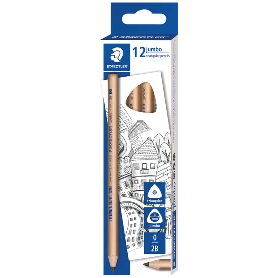 Staedtler Tri Natural Pencils Jumbo HB - Pack of 12