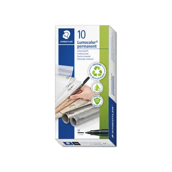 Lumocolor Permanent Medium Markers Black - PK 10