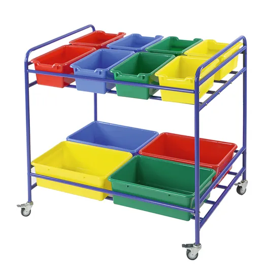 Storage Trolley with 12 Coloured Tubs