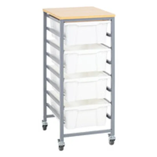 Single Tote Tray Trolley Kit (White)
