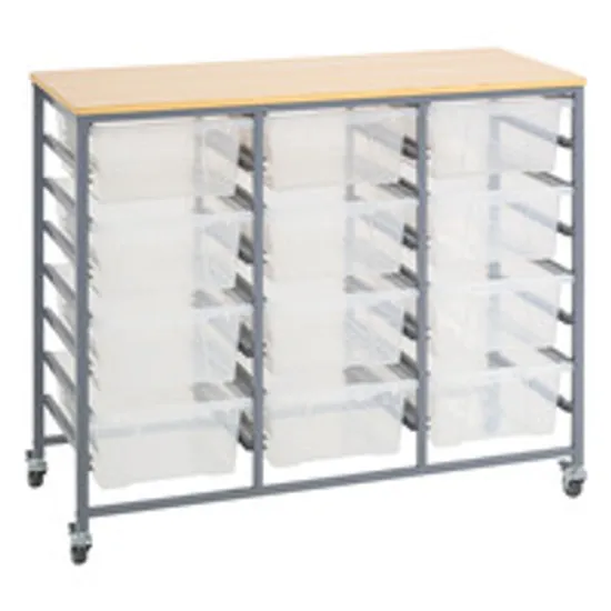 Triple Tote Tray Trolley Kit (Clear)