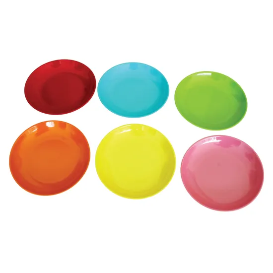 Melamine Plates - Set of 6 Assorted Colours -20CM