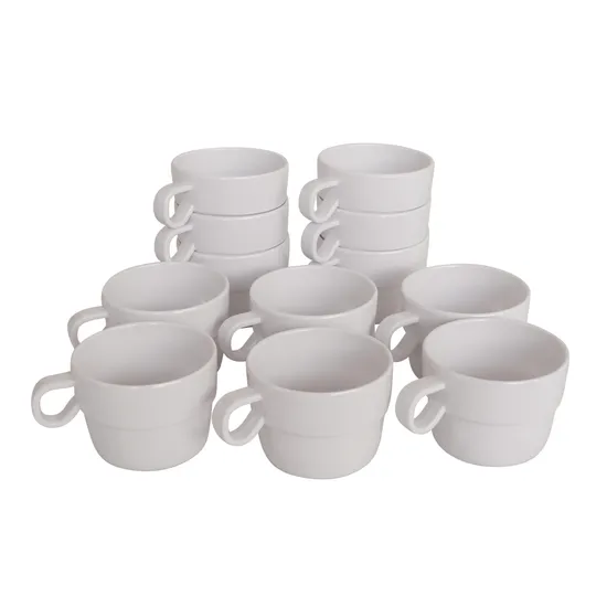 Melamine Stacking Mugs - White - 7cm - Set of 12