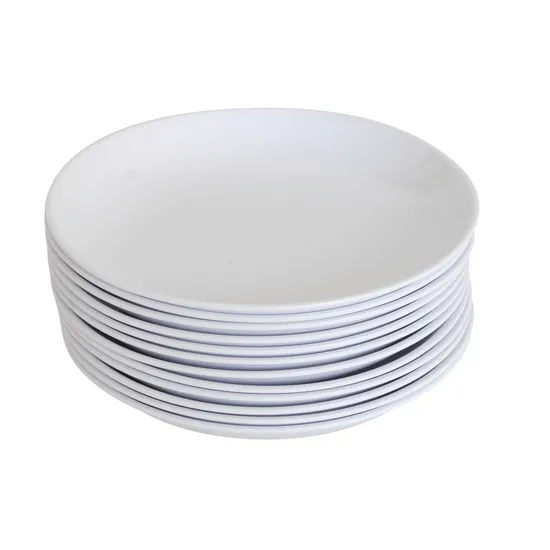 Melamine Plates - White - 25cm - Set of 12