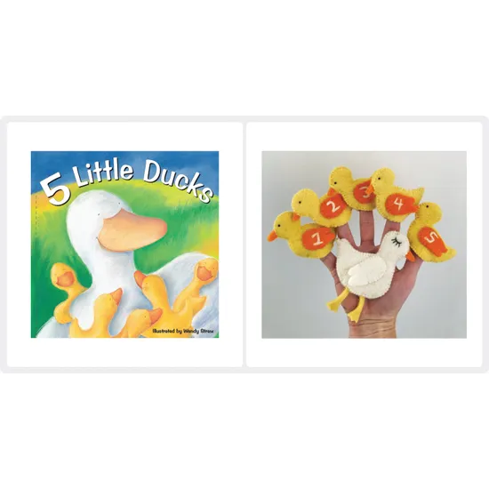 5 Little Ducks Book & Finger Puppets