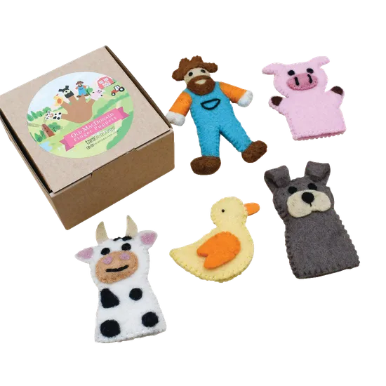 Old Mr MacDonald Farm Animals Finger Puppet Set