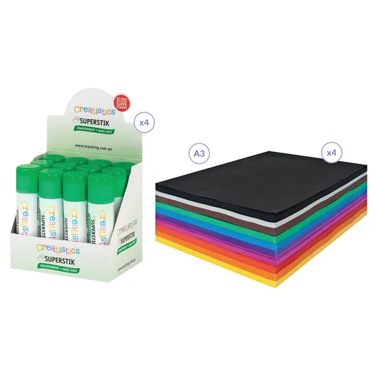 Assorted Cover Paper A3 & Glue Kit