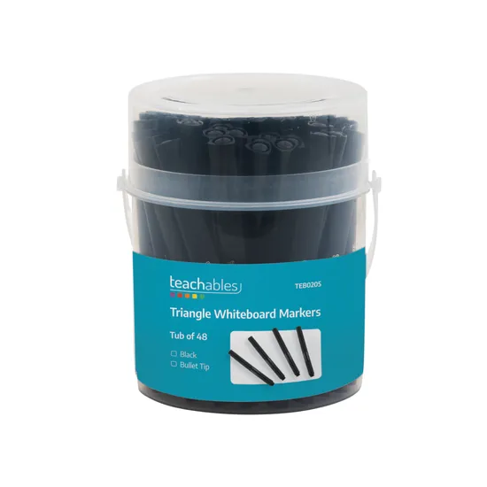 Teachables Whiteboard Markers Triangle Black - Pack of 48