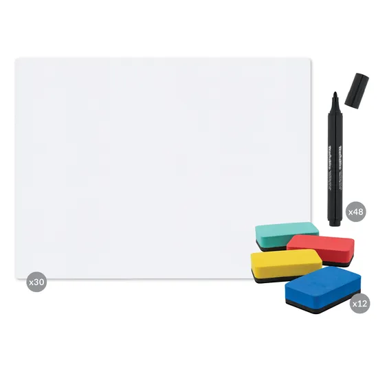 Teachables Blank Whiteboards, Tri Markers & Mini Eraser Kit