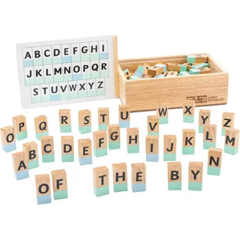 Teachables Wooden Alphabet Blocks – Uppercase & Lowercase, Set of 100