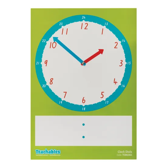 Teachables Large Magnetic Write & Wipe Clock Sheet – Time-Telling Aid