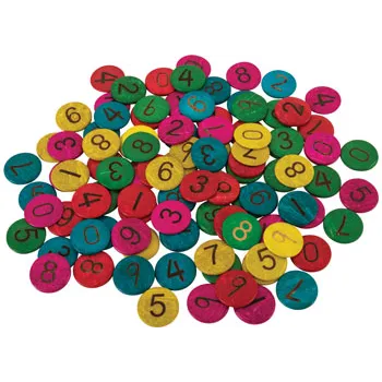Coconut Shell Number Counters - 100 pc