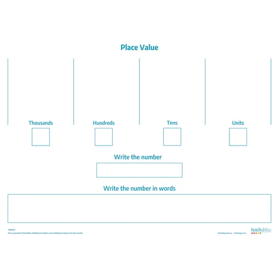 Teachables Place Value Base Ten Whiteboards - Set