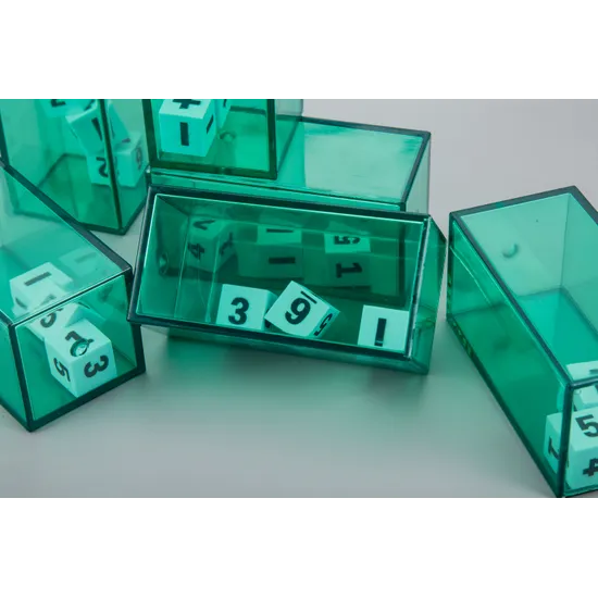 Math Dice Box Set of 6 - Emerald Green