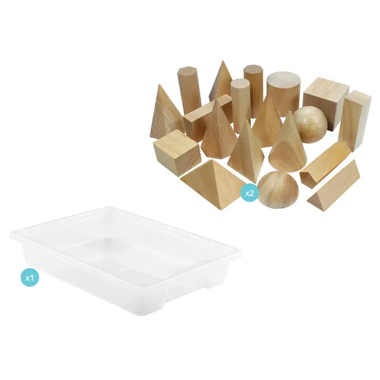Wooden Geometric Shapes 36pc & Tray