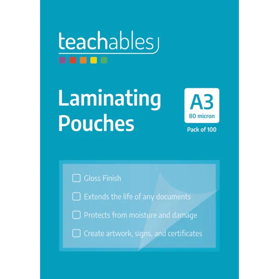 Teachables Laminating Pouches 80 mic A3 - Pack of 100