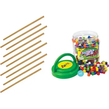 Grooved Metre Ruler & Counters Kit - set of 10