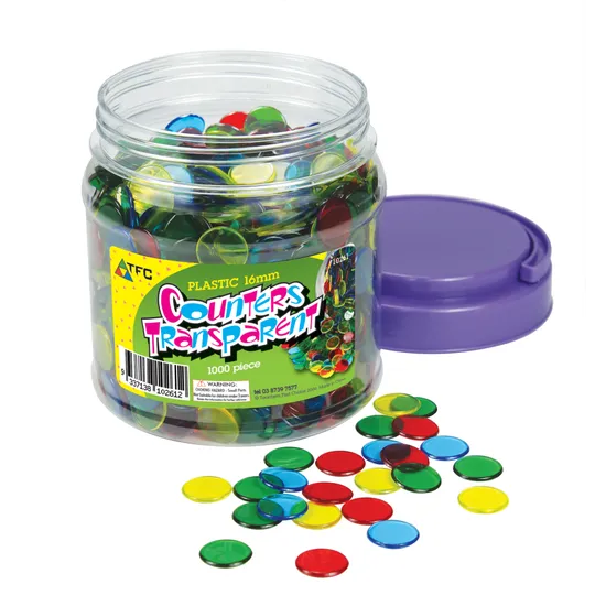 Teachables Transparent Counters – 16 mm, Pack of 1,000