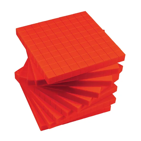 Teachables Base Ten MAB Flats – Plastic, Red, Set of 10