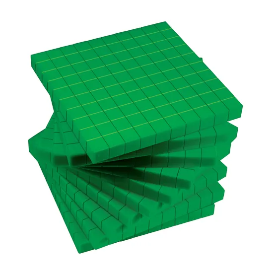 Teachables Base Ten MAB Flats – Plastic, Green, Set of 10
