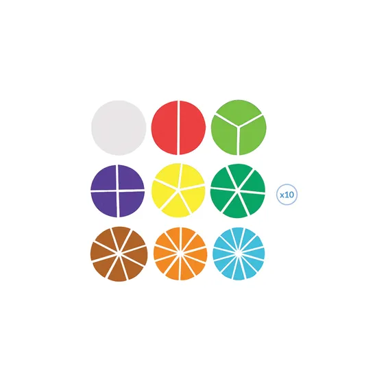 Teachables Fraction Circles – Hard Plastic, Set of 10