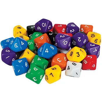 Teachables Dice – 10-Face Solid 1–10, Set of 50