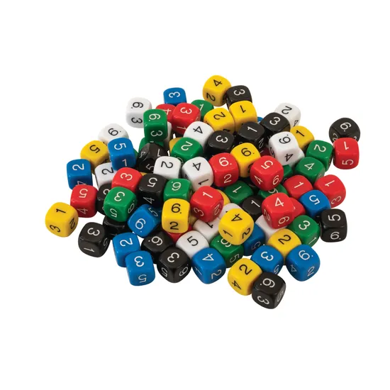 Teachables Dice – 6-Face Polyhedra, 1–6, Jar of 100 - MTA Catalogue