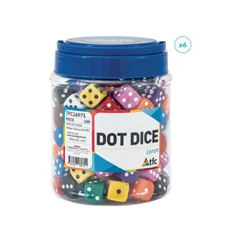 Dice: 16 mm Dot Dice Jar 100 pc