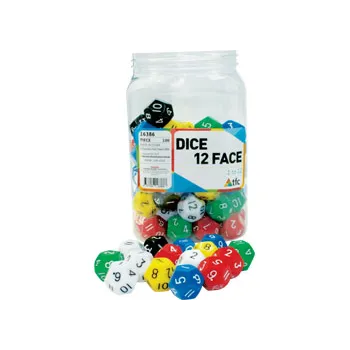 Dice - 12 Face 1-12 in Jar 100 pc