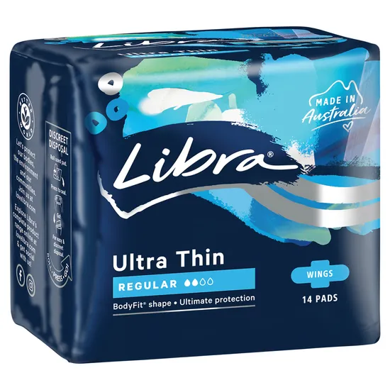 Libra Ultra Thin Regular Pads Wings 14's - Pack of 6
