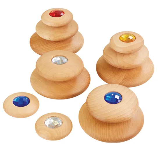 Wooden Jewel Pebbles - 12 pieces
