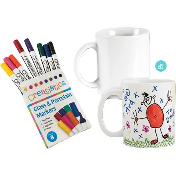Porcelain Mugs & Markers Kit