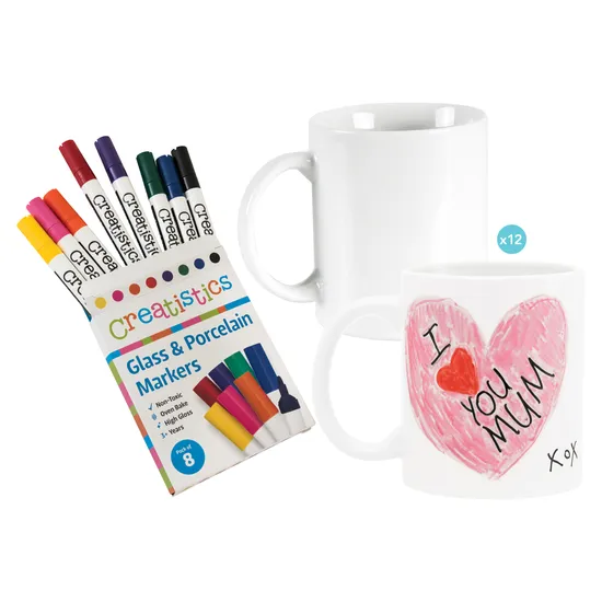 Porcelain Mugs & Markers Kit