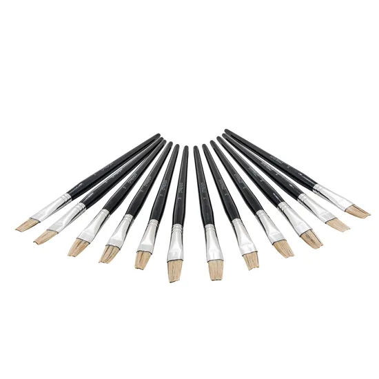 Creatistics Flat Bristle Paint Brush Size 14- Pack of 12