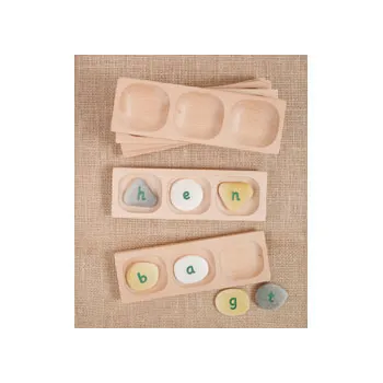 3 Pebble Word Building Trays – Wooden Literacy Trays, Set of 6