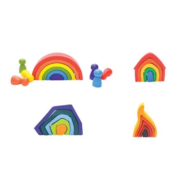 Rainbow Wooden Nesting Blocks - 27 Pieces